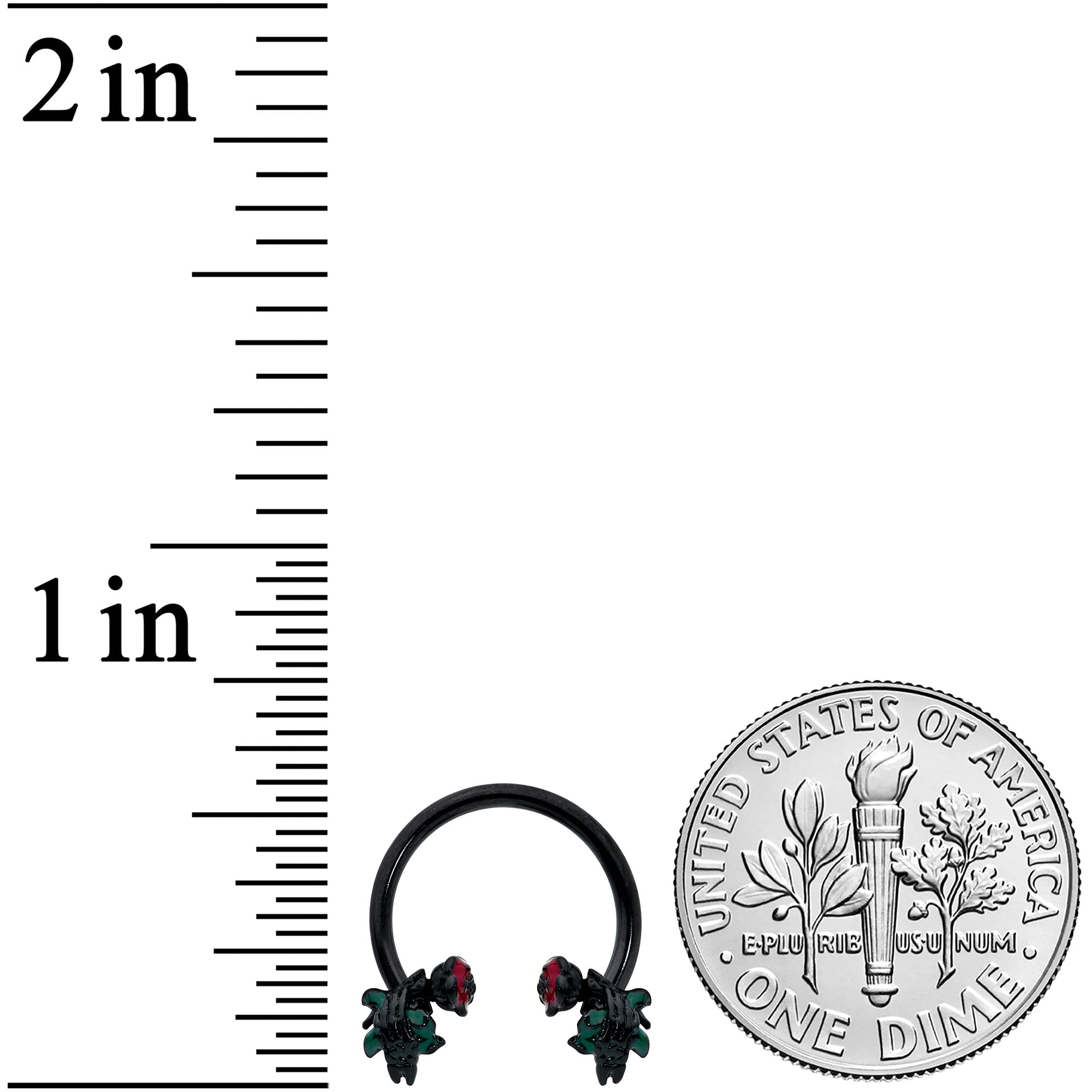 Body Candy 16G Black Steel Horseshoe Circular Barbell Skeleton Flower Curved Barbell Earring Cartilage Septum 3/8"