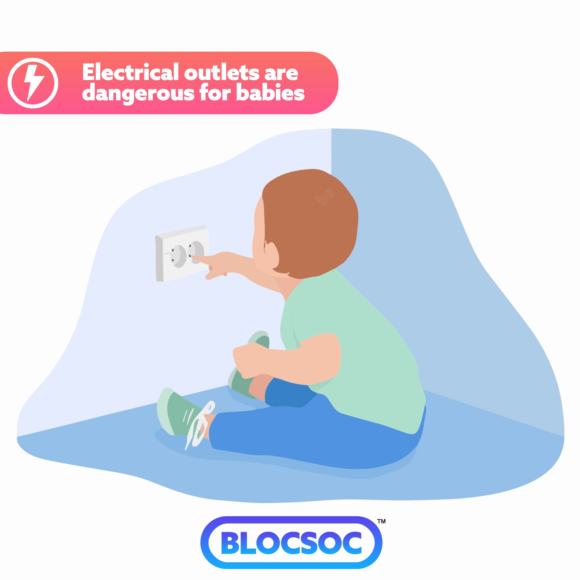 BLOCSOC Outlet Cover - 3 Pack - for Baby Proofing & Child Safety - No Choking Hazard - Easy Install