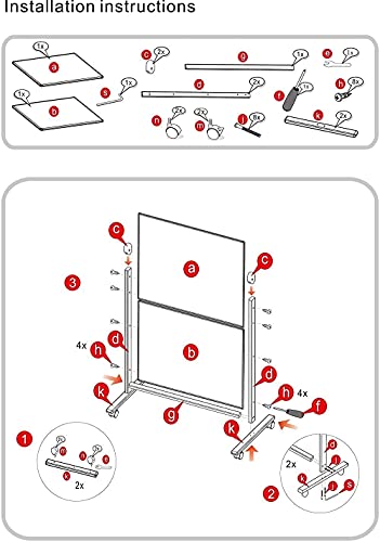 VIZ-PRO Mobile Room Divider/Office Partition, Double-Sided Magnetic Whiteboard 48"Wx72"H