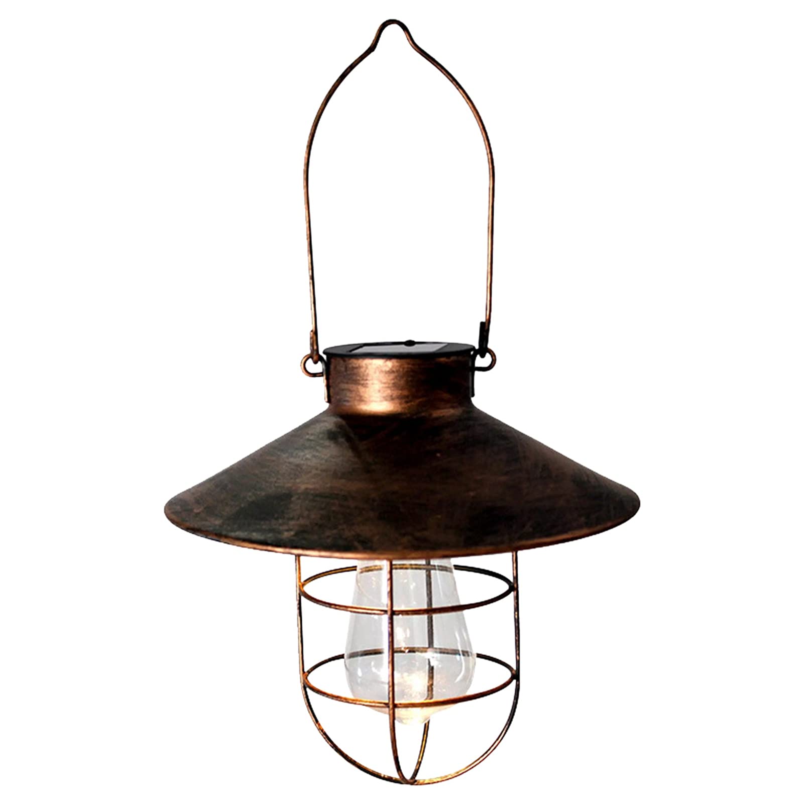 Solar Lantern Lights, Vintage Style LED Tungsten Lantern with Hook., Outdoor Hanging Solar Lantern for Home Hotel Garden Yard Patio Decor
