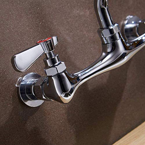 Commercial Kitchen Faucet Wall Mount with 8 Inch Swivel Spout 8" Center Sink 2-Handle NSF No Lead Faucet Mixer Tap Polish Chrome,4353