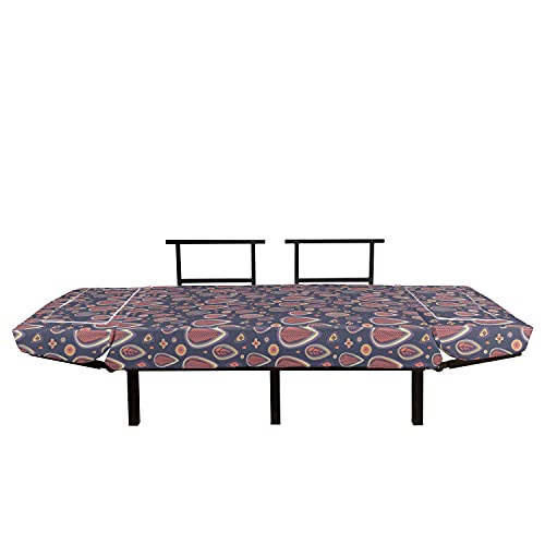 Lunarable Modern Futon Couch, Wooden Floral Backdrops with Geometric Circles Shapes Print, Daybed with Metal Frame Upholstered Sofa for Living Dorm, Loveseat, Warm Taupe Dried Rose