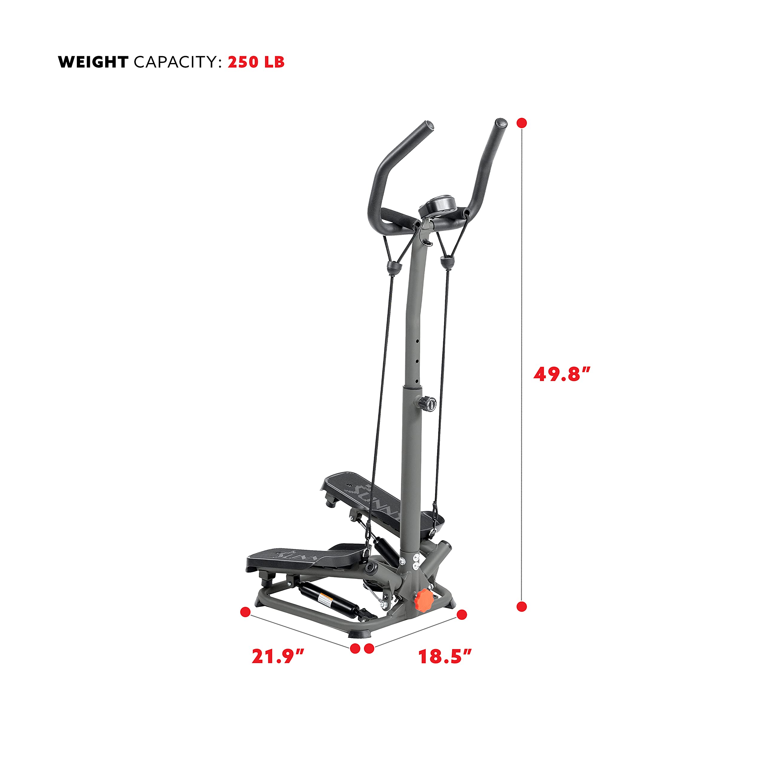 Sunny Health & Fitness Handlebar Fitness Step Machine with Resistance Bands - SF-S020065