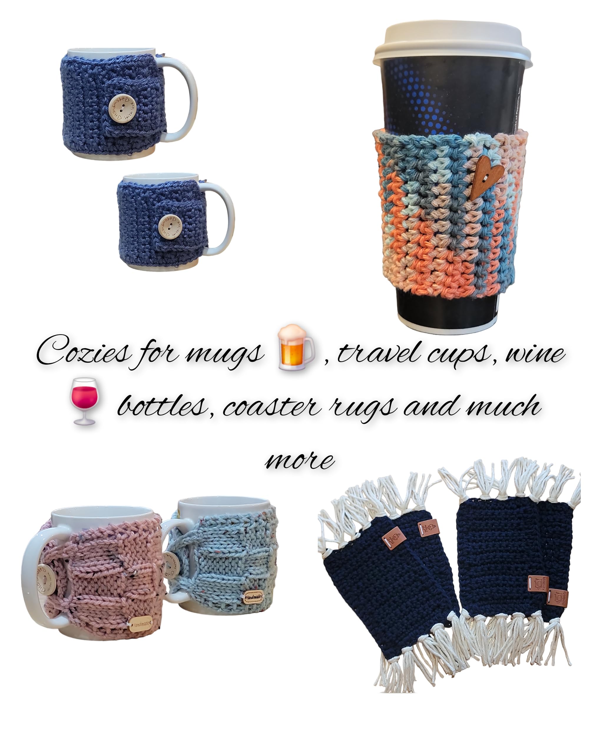 Coffee tea Mug Cozy gift box with 3 units, knitted mug cover, coffee mug sleeve, mug accesory