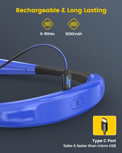 Glocusent LED Neck Reading Light, Book Light for Reading in Bed, 3 Colors, 6 Brightness Levels, Bendable Arms, Rechargeable, Long Lasting, Perfect for Reading, Knitting, Camping, Repairing