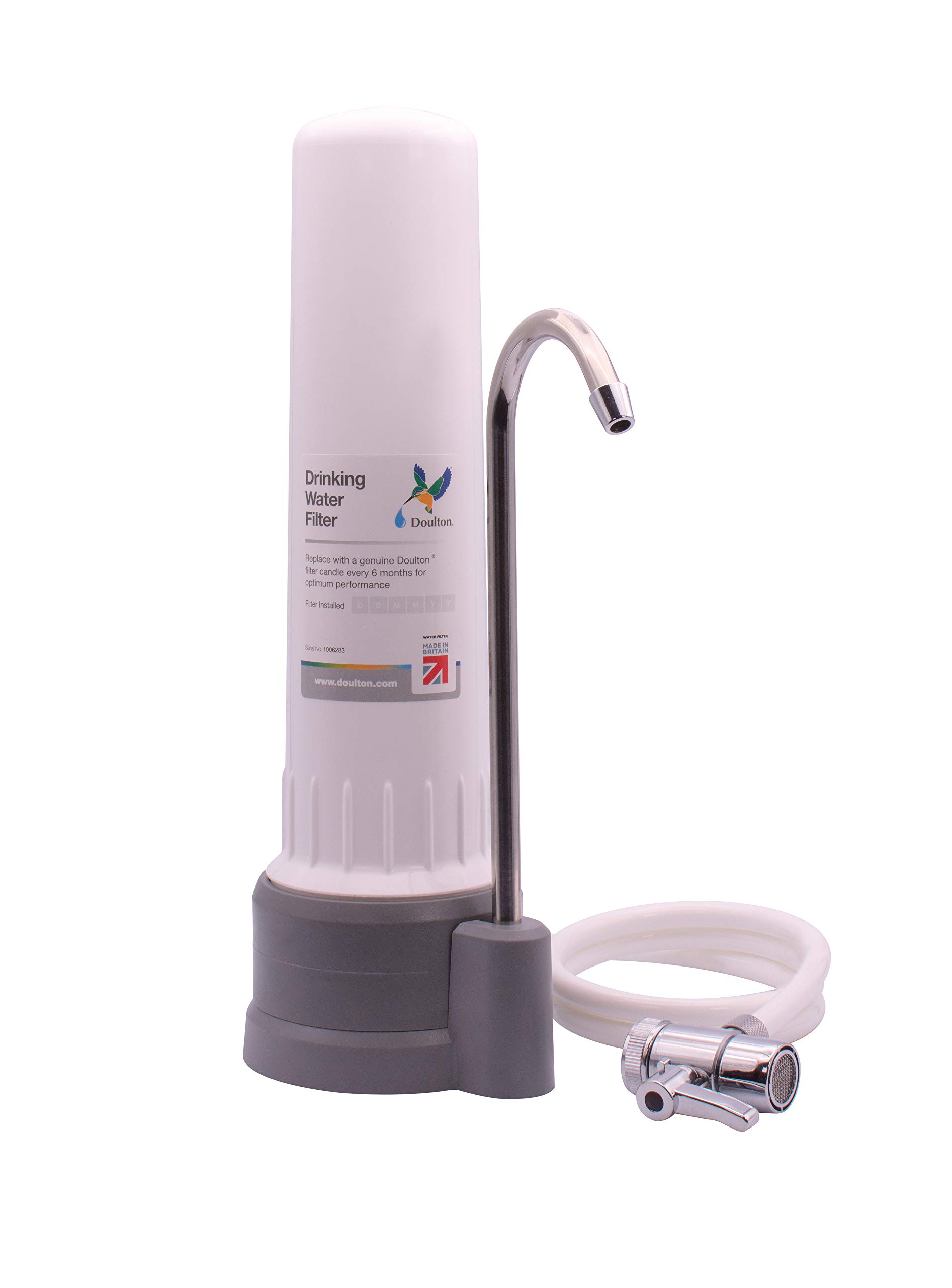 Doulton ¦ W9331032 ¦ HCP Countertop Filter System ¦ Tap Fit ¦ 10" UltraCarb Short Thread Element BSP Mount ¦ Superb Taste Drinking Water Filter ¦ 9501 ¦ White and Grey