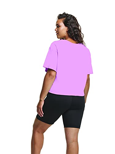 Champion Women's Size Plus Cropped Graphic Tee, Paper Orchid-586788, 1X