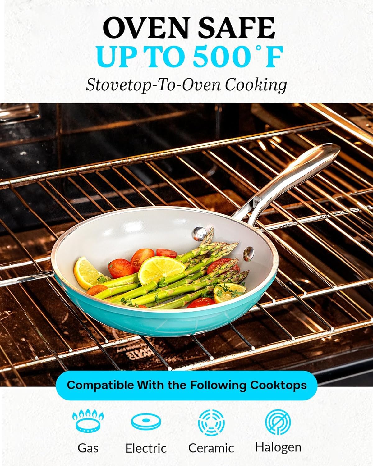 Gotham Steel Aqua Blue Pots and Pans Set, 12 Piece Nonstick Ceramic Cookware, Includes Frying Pans, Stockpots & Saucepans, Stay Cool Handles, Oven & Dishwasher Safe, 100% PFOA Free, Turquoise