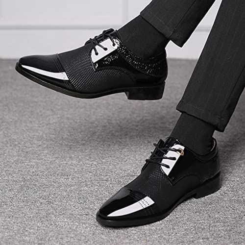 Classical Style Leather Shoes for Men Slip On PU Leather Low Rubber Sole Block Heel Work Soft Shoes Mens Black