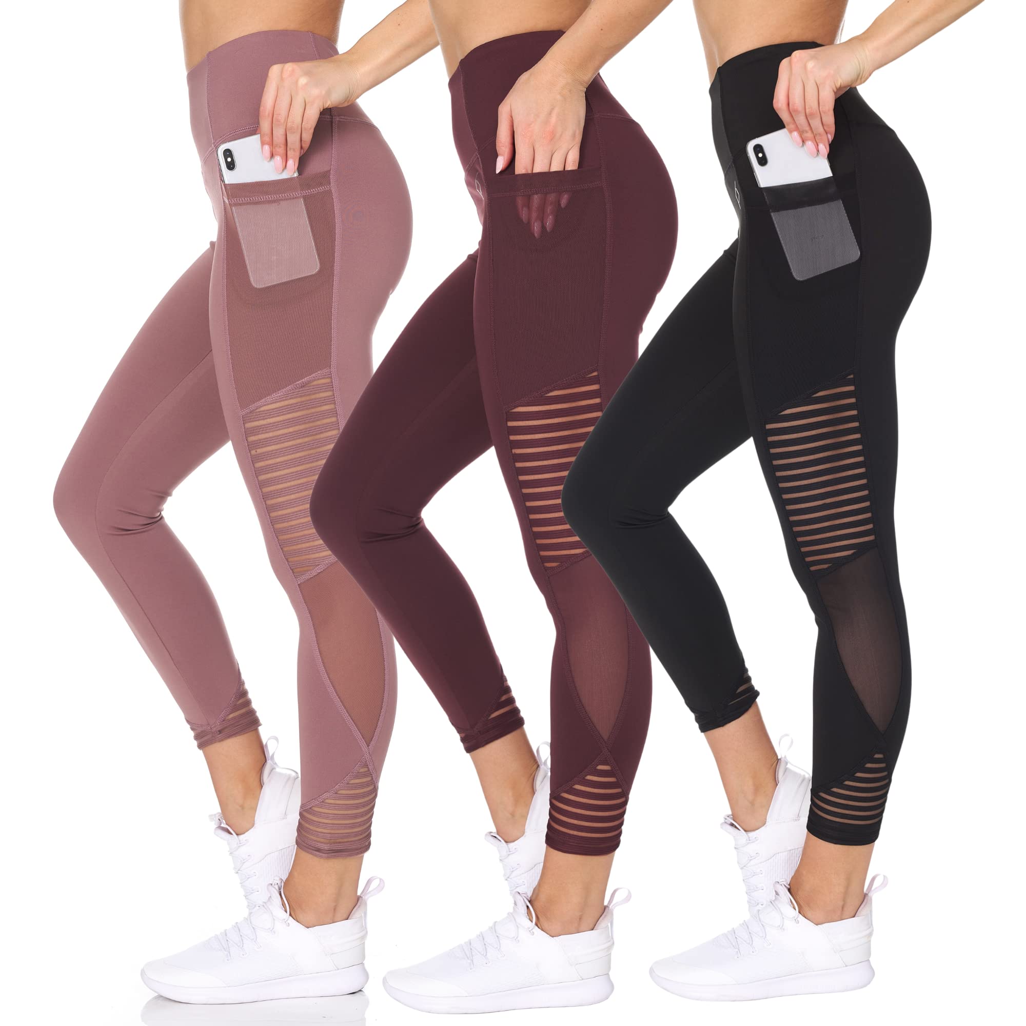 BSP Better Sports Performance Womens Workout Leggings - Womens Workout Pants with Mesh Pockets & Tummy Control, High Waist Workout Leggings for Women