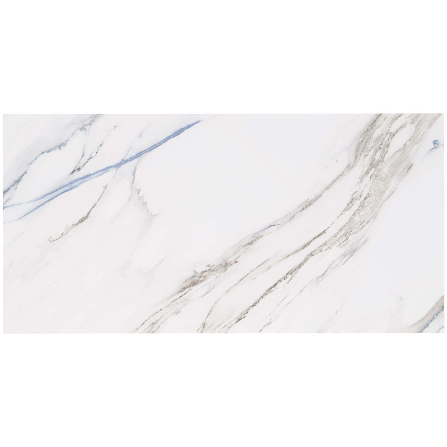 Calacatta Indigo 4 in. x 8 in. Polished Marble Look Porcelain Tile Sample