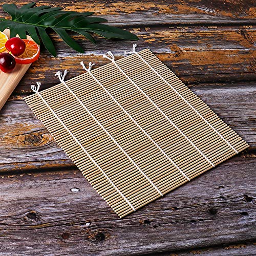 FUNGYAND Bamboo Sushi Rolling Mat with 2 Pairs of Chopsticks Natural Bamboo 9.5"x9.5" 2 PCS Sushi Making Kit