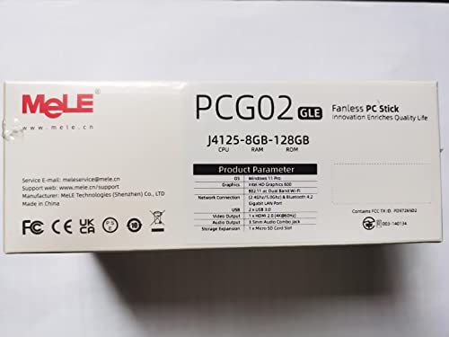 MeLE PCG02 Fanless Mini PC Stick Desktop Computer Windows 11 Pro J4125 8GB 128GB HDMI Compute Stick, Support PXE Unlocked Bios, Micro PC Auto Power on Industry IoT Media Business Office Linux