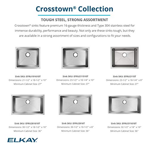 Elkay ECTRU30179RT Crosstown Single Bowl Undermount Stainless Steel Sink