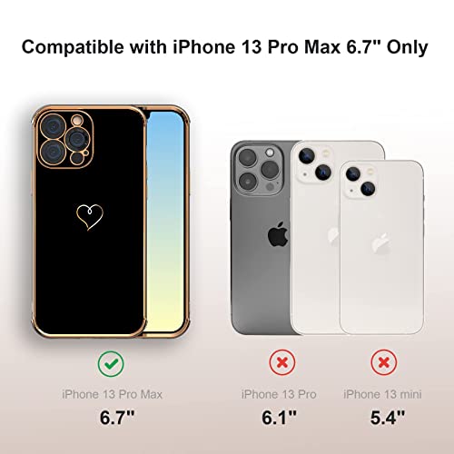 Oqiseven Designed for iPhone 13 Pro Max Case for Women, Luxury Soft TPU Shockproof Protective Phone Case [Military Drop Protection] Cute Cover Slim Thin 6.7 inch, Black