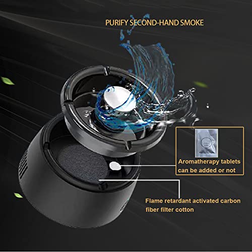 iLeefy 2 in 1 Air Purifier Multifunctional Smokeless Ashtray USB Rechargeable Ash Tray Electronic Ashtray with Filter, Best for Home Office or Car (Black)
