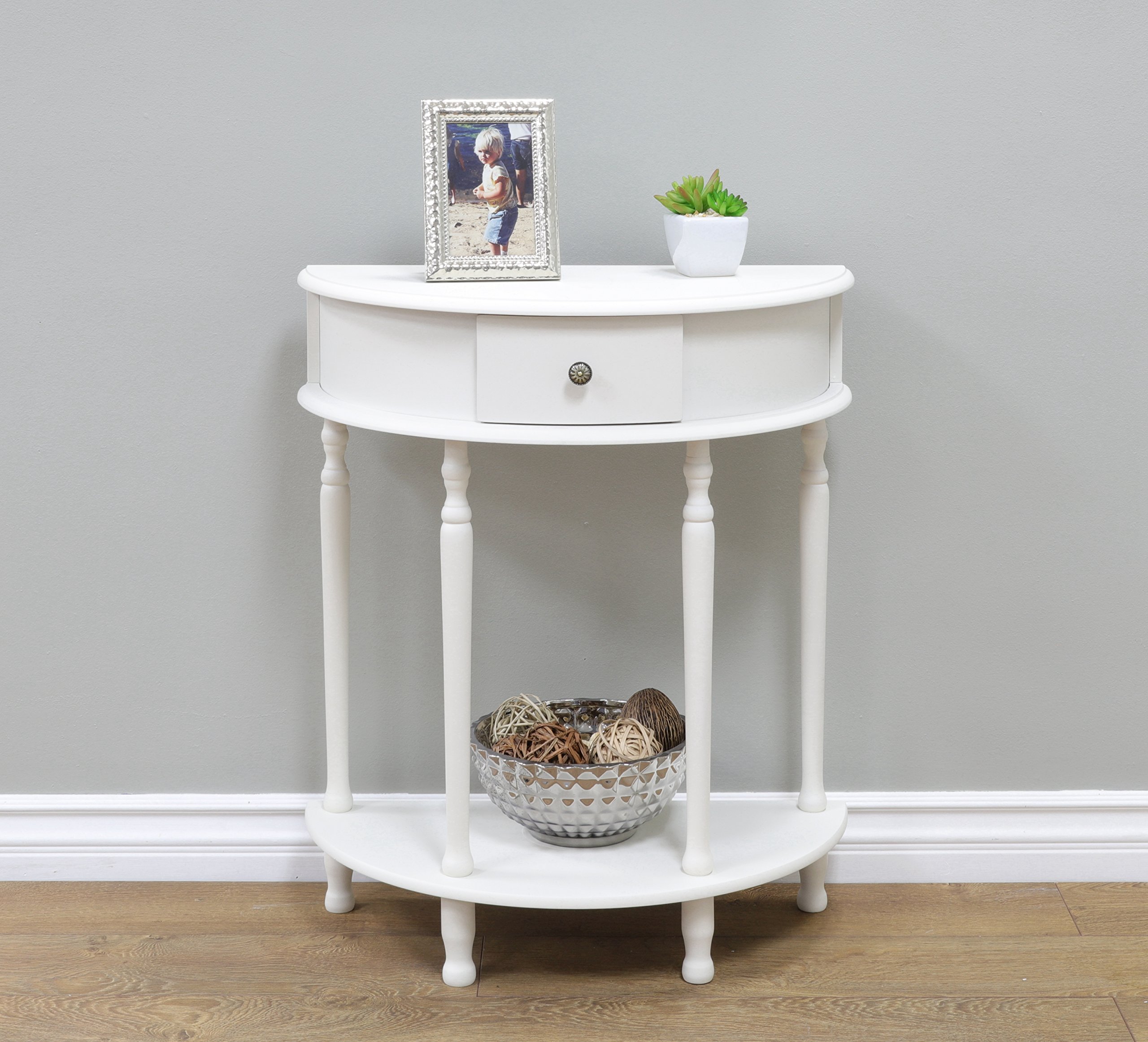 Frenchi Home Furnishing Canterbury End Table, 23.2 in x 11.62 in x 28.57 in, White