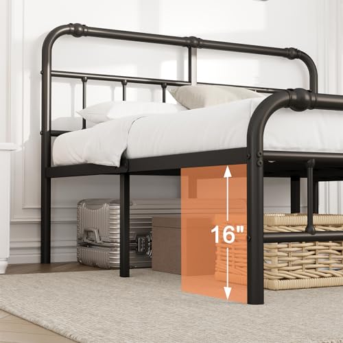 Bednowitz Queen-Bed-Frame-with-Headboard and Footboard, 18 Inch High Metal Platform Queen-Size-Bed-Frame, 4000 Lbs Heavy Duty Steel Slats Support, No Box Spring Needed, Noise Free