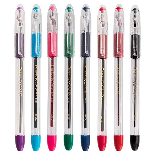 Pentel® R.S.V.P.® Ballpoint Pens, Medium Point, 1.0 mm, Clear Barrel, Blue Ink, Pack Of 12
