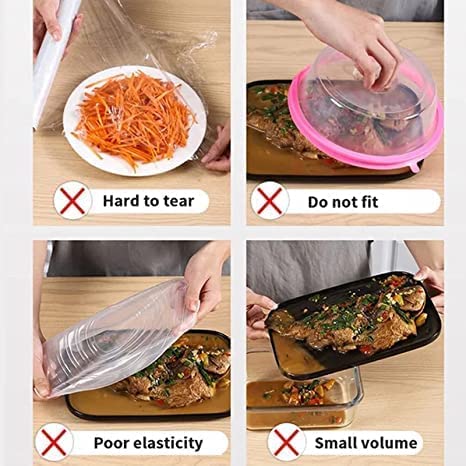 Glorihoby Fresh Keeping Bags, Reusable Fresh Keeping Bags, Elastic Fresh Keeping Bags, Universal Fresh Keeping Bags Food Covers for Fruit Leftover Meal Prep (2 bag)
