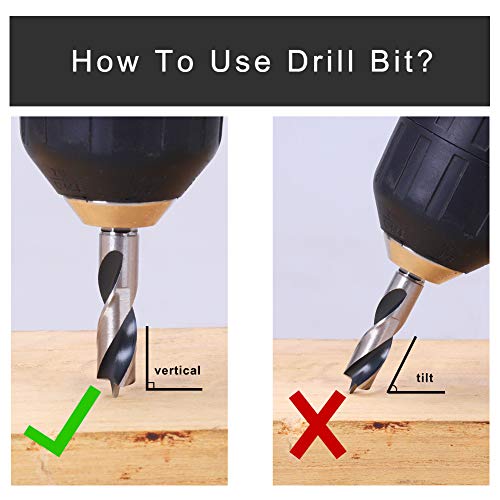 COMOWARE Brad Point Stubby Drill Bit Set for Wood, 6pcs HSS 4241 Steel with 1/4-Inch Quick Change Hex Shank