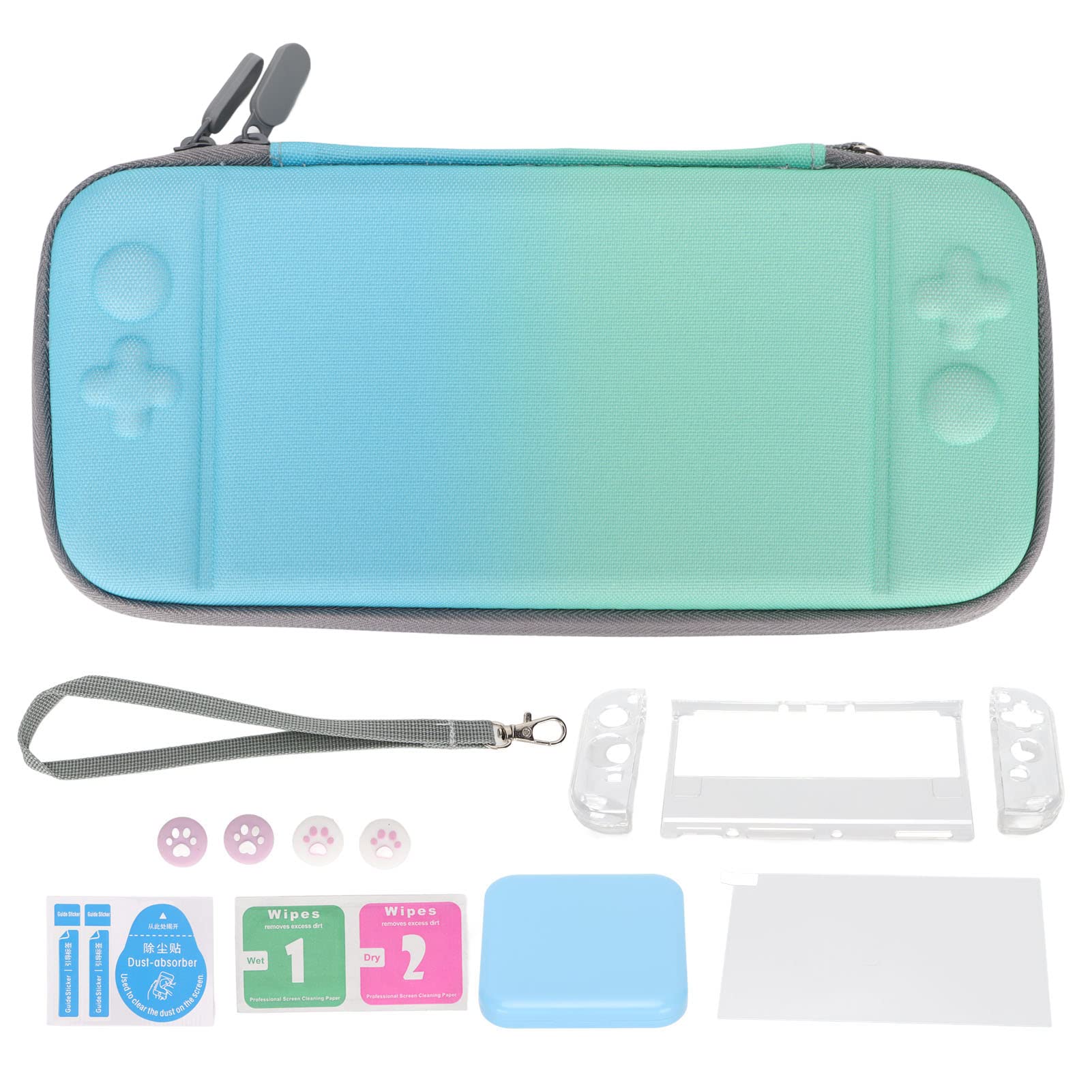 BTIHCEUOT Console Storage Bag, Game Host Protection Bag EVA Material Large Capacity Portable with PC Shell for N Switch(Gradient Blue-Green)