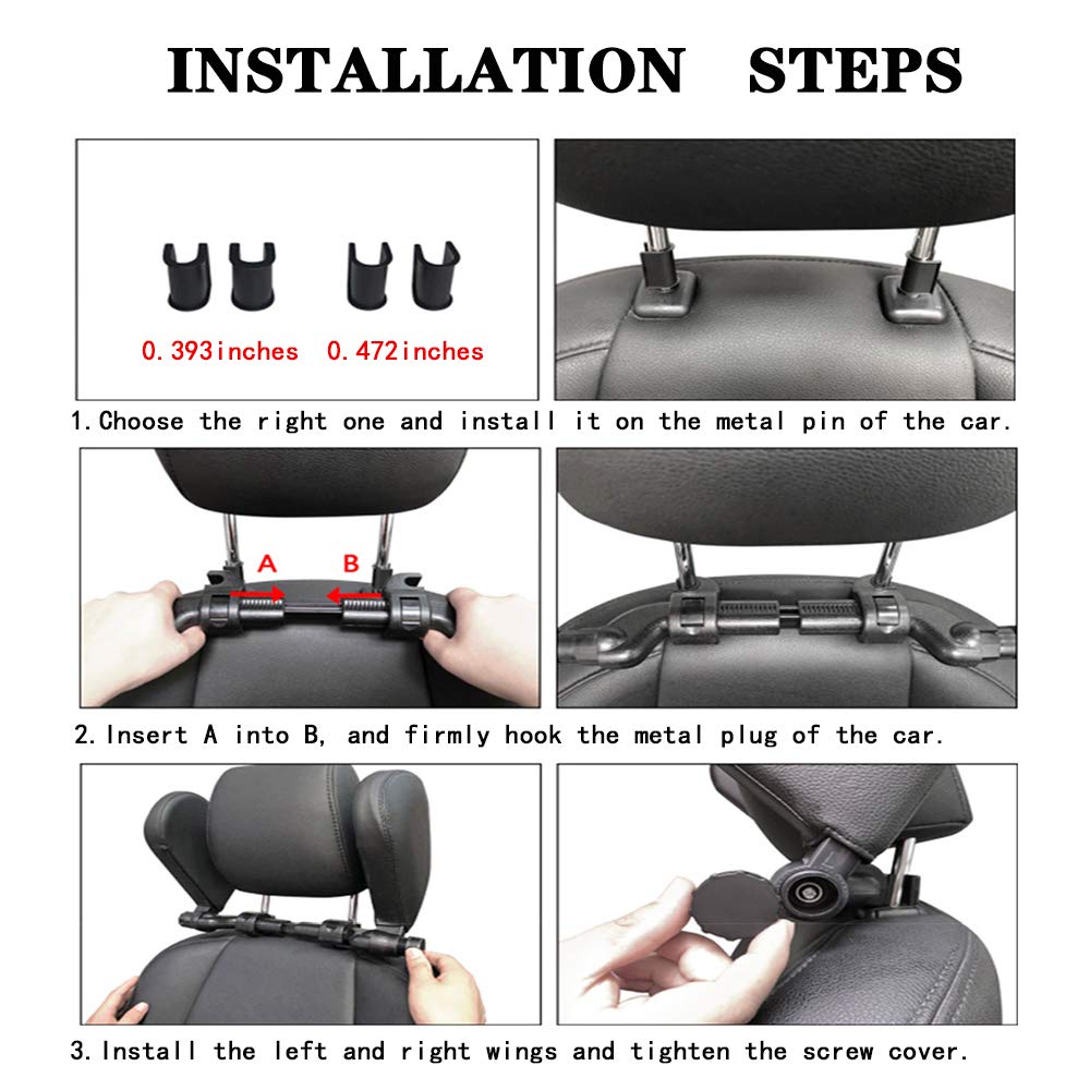 Car Headrest Pillow Road Pal Headrest Car Seat Head Neck Support Adjustable Headrest Neck Support for Kids Adults (Black)