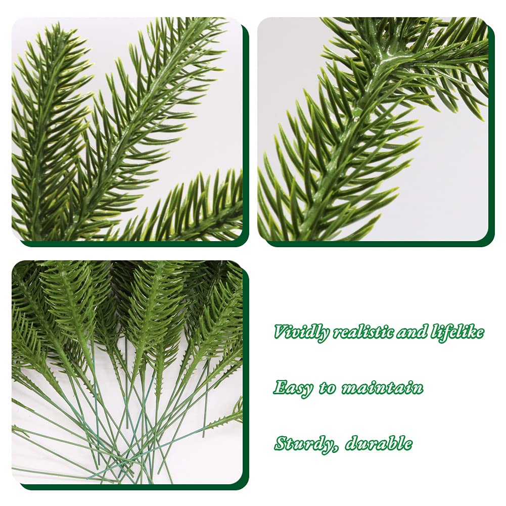 Juuxncgv 30 Pcs Christmas Artificial Pine Branches,Green Plants Pine Needles,Artificial Pine Picks Branches for Garland Wreath,Christmas Decorations,Home Garden Decoration