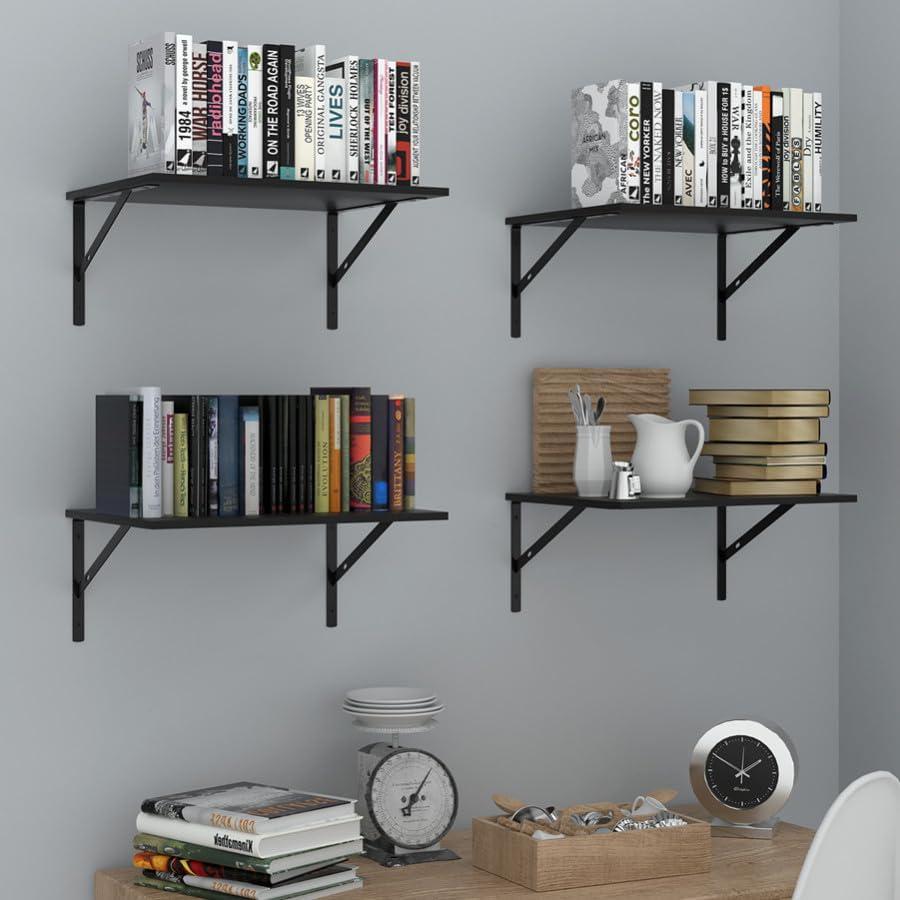 Deep Floating Shelves for Wall, 12 Inch Deep White Shelves for Bedroom, Large Wall Shelf for Living Room, Kitchen, Bathroom, Laundry Room and Decor Storage