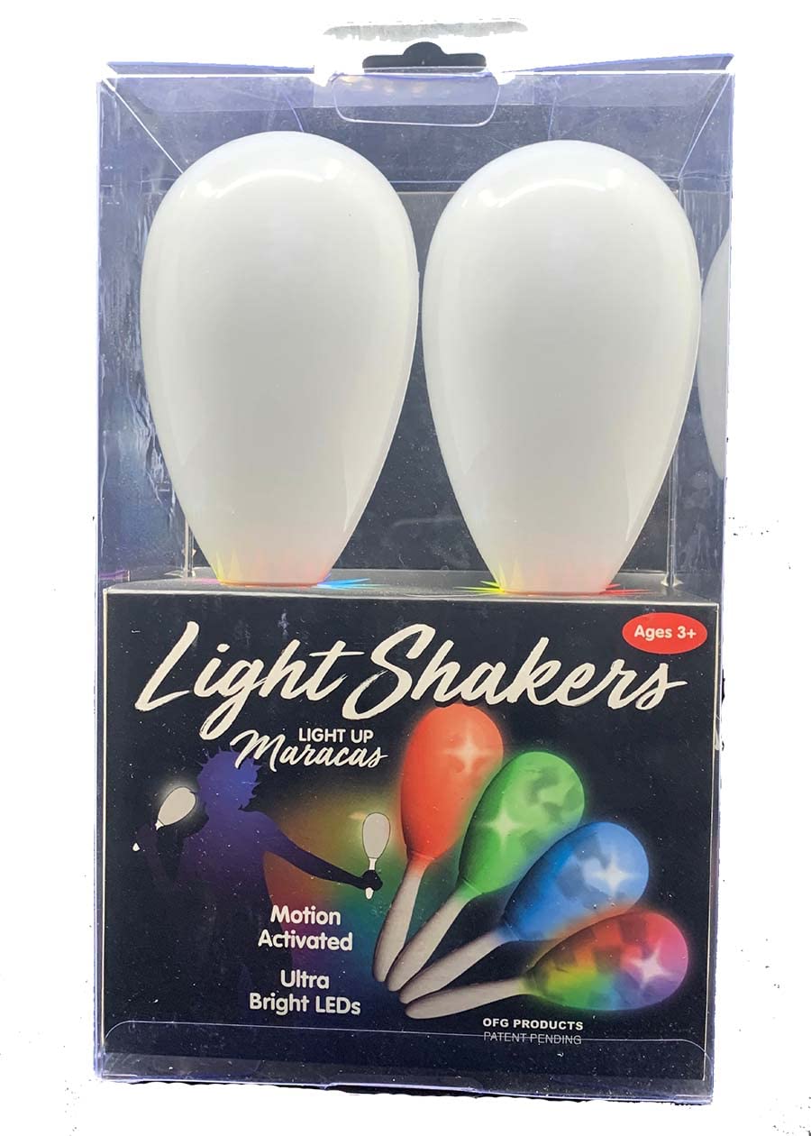 Pack of 2 Light Shakers LED Light Up Maracas - Choose From Multiple Modes: Solid Red, Green, and Blue; Plus COLOR CHANGE (Alternates Colors With Every Shake)