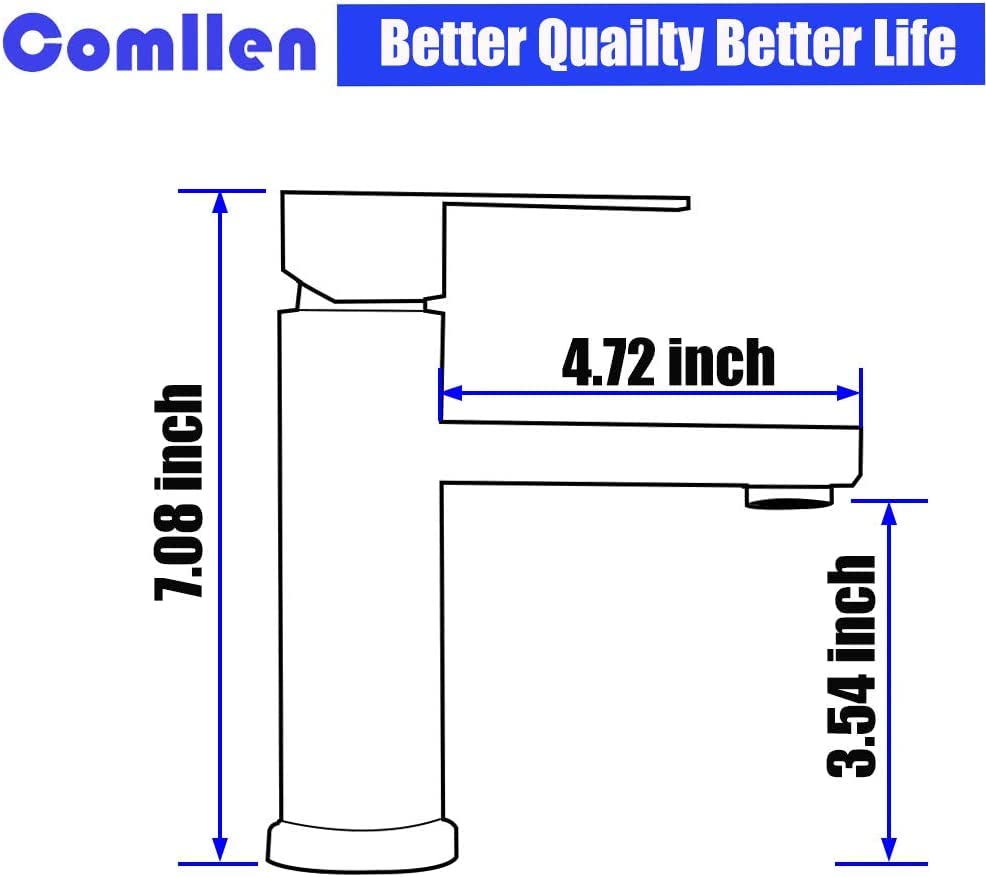 Comllen Black Single Hole Bathroom Faucet, Modern Single Handle Bathroom Sink Faucet Brushed Gold and Matte Black One Hole Lavatory Vanity Faucets with Water Supply Lines