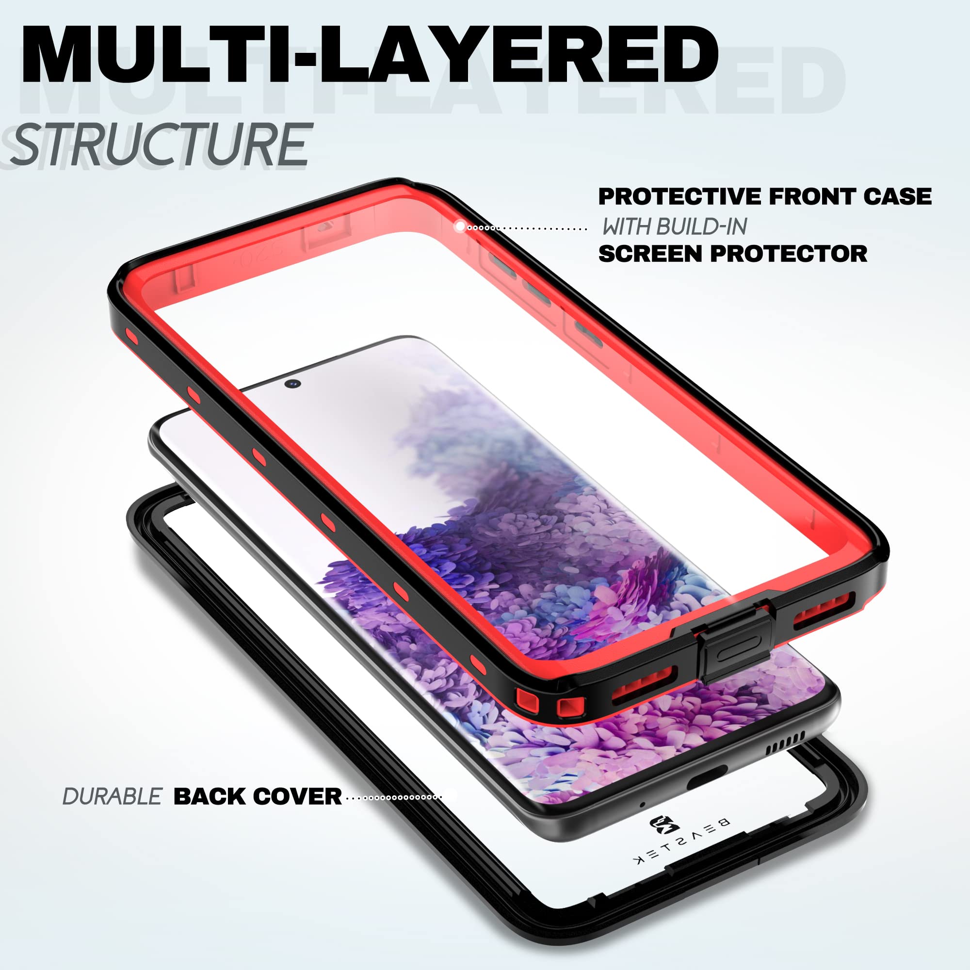 BEASTEK Galaxy S20 Waterproof Case, TRE Series Shockproof Dustproof IP68 Underwater Case with Built-in Screen Protector Anti-scratch Full Body Cover, for Samsung Galaxy S20 (6.3'') (Teal)