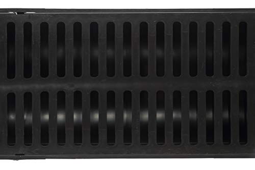 Compact Series 5.4 in. W x 3.15 in. D x 39.4 in. L Trench and Channel Drain with Black Grate 3Pack Kit including 2 End Caps
