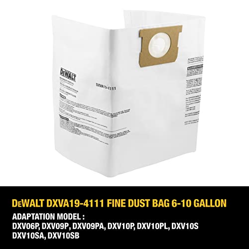 DEWALT DXVA19-4111 Fine Dust Bag Fits for 6-10 Gallon DEWALT Wet/Dry Vacuum