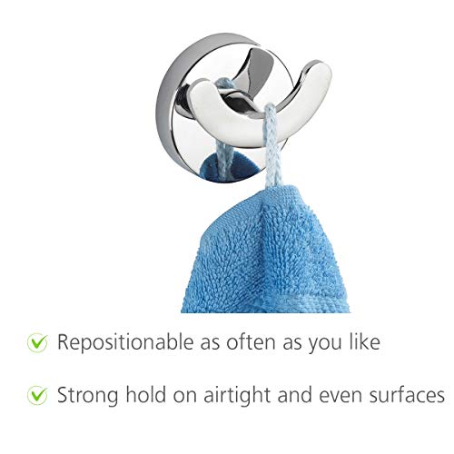 WENKO, Chrome, Towel Vacuum-Loc System, No Drilling Wall Hook, Rustfree, Dimensions 1.57 x 2.56 x 2.36 in, 4x6,5x6 cm
