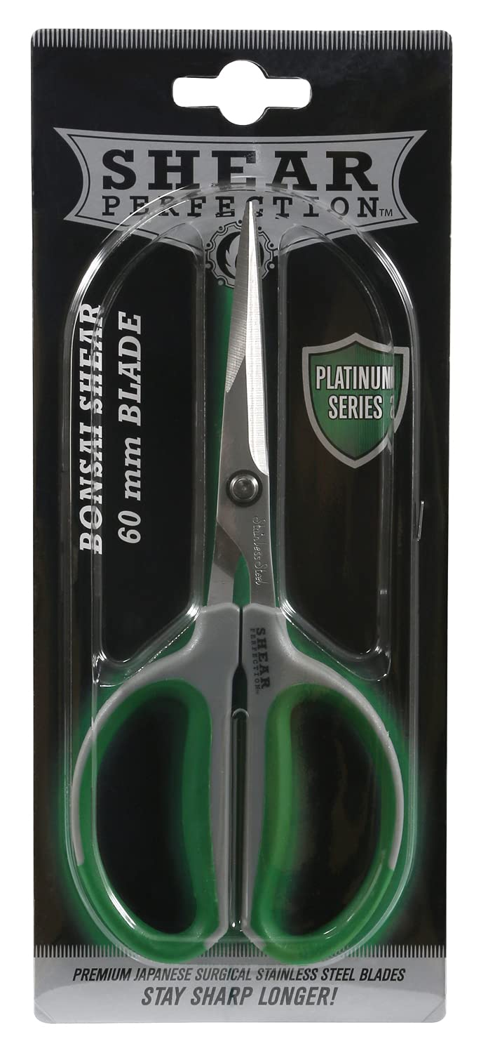 Shear Perfection Platinum Series Stainless Steel Bonsai Scissors, 2.4"/60-mm, Green (800400)