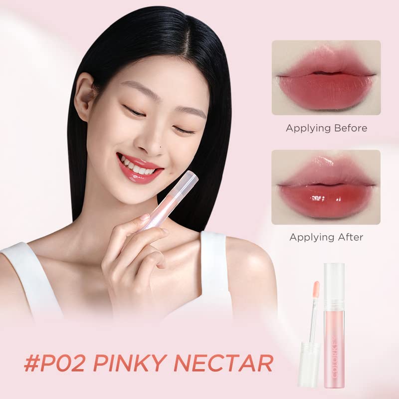 COLORKEY Crystalline Aqua Lip Oil (P02 Mildly Moisturizing) | Lip Care, Clear Gloss, Sheer Glossy Tint Moisturizing, Revitalizing, and Tinting for Dry Lips with Multiple Plant Extracts