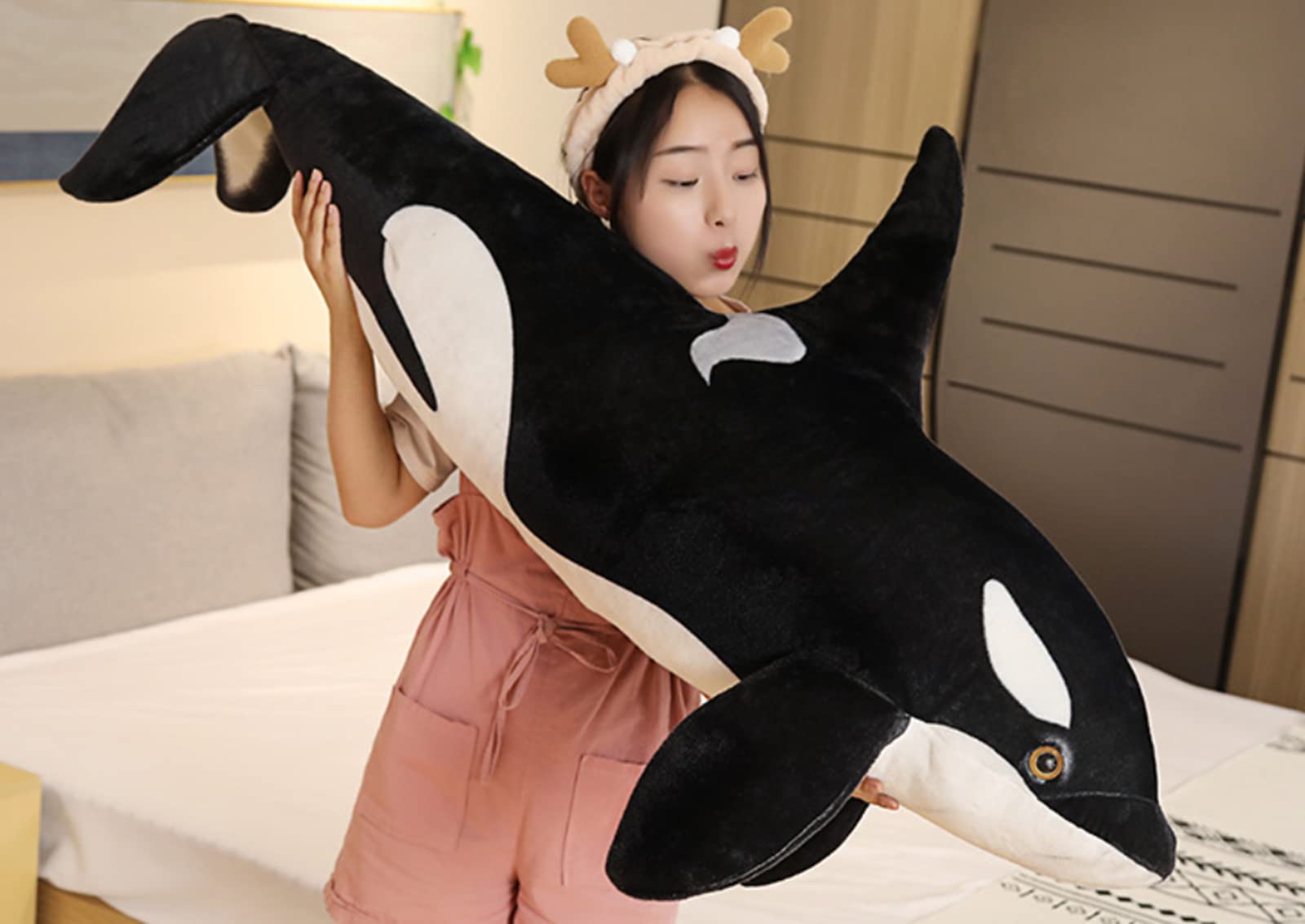 TONGMAN Whale Plush Toy, Lifelike Stuffed Animal, Simulation Killer Whale Doll, 19.6'' orca Plush Toy, Plush Simulation Animal Gift for Children