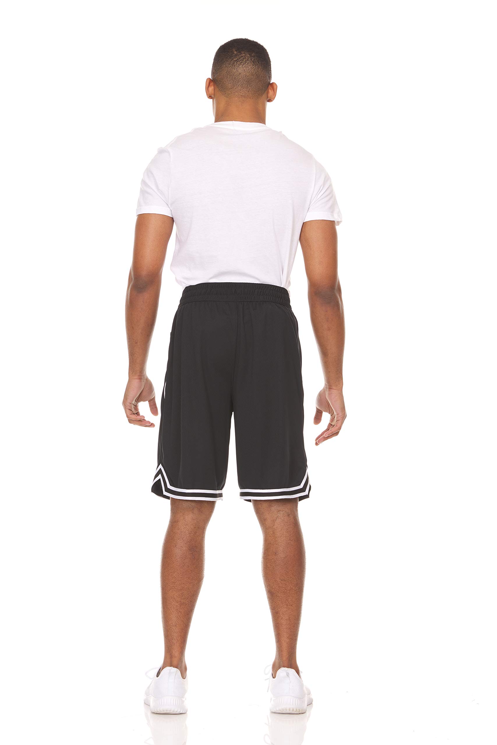 Spalding Mens Rise Basketball Short, 10" Inseam, Black/White, M