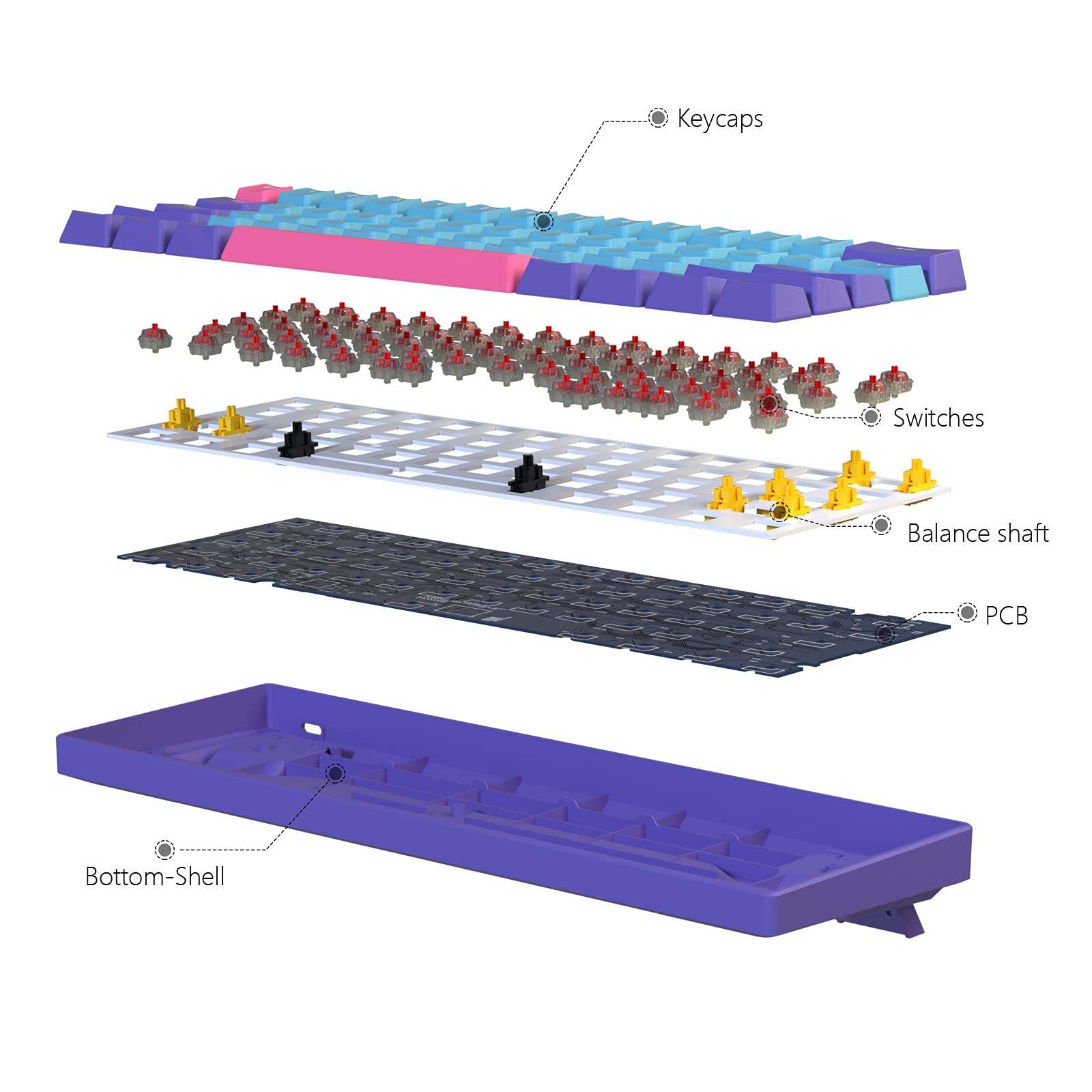 BOYI 61 Mini Mechanical Keyboard, Mini RGB PBT Keycap Cherry MX Switch 60% Compact RGB Mechanical Gaming Keyboard (Cherry MX Silent Red Switch, Joger Color)
