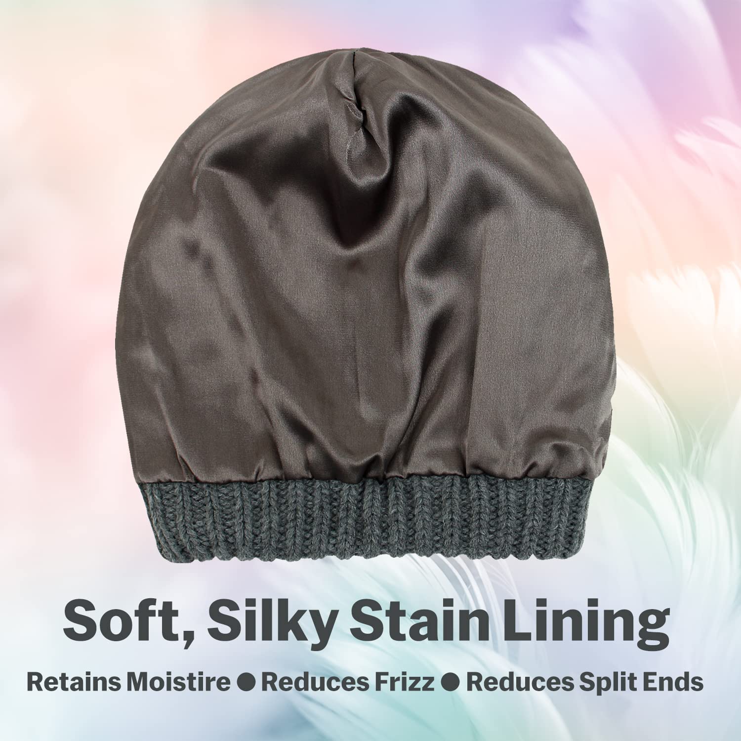 BELTONI Winter Cable Knit Beanie, Warm and Soft Hat Cap for Women, Frizz-Free with Satin Lining Black