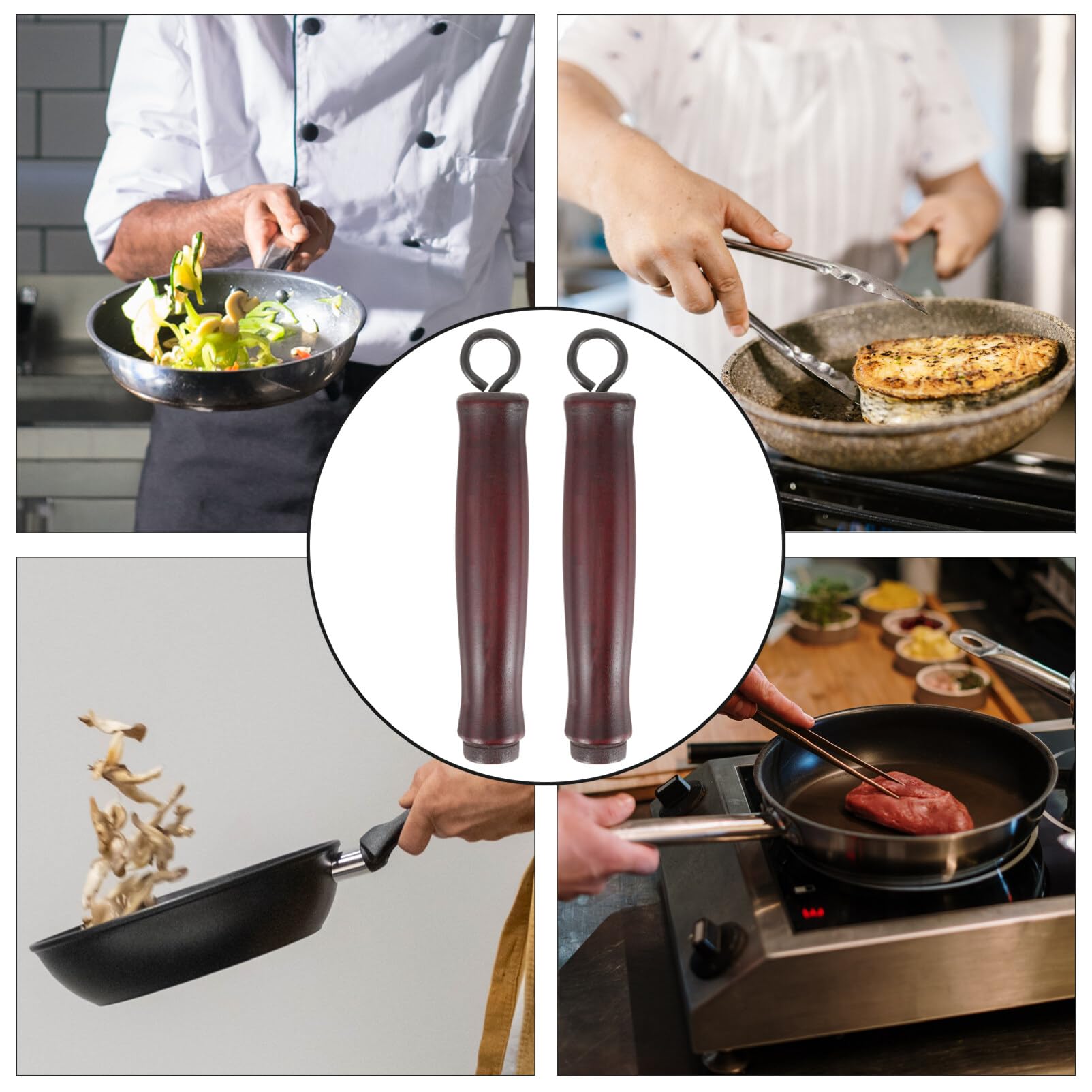 Cabilock 2 Pcs Wooden Pot Handle Scald-Proof Handle Grip Replacement Cookware Pot Lid Handle Removable Pan Handle for Saucepan Cooking Pot