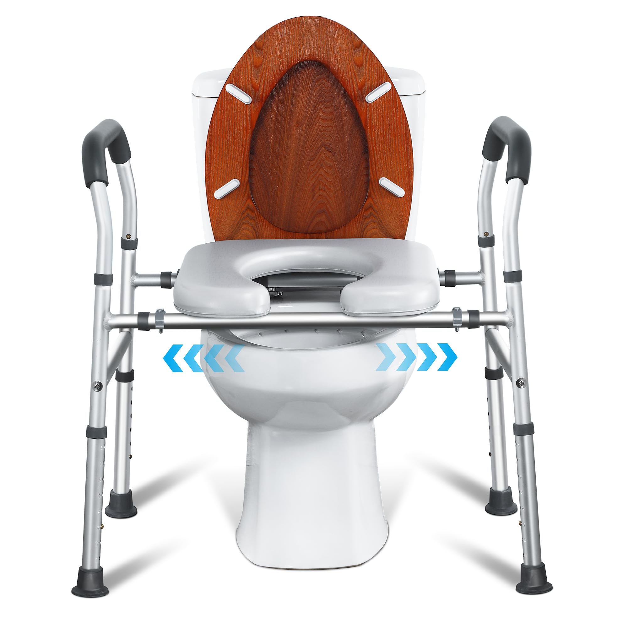 Deewow Raised Toilet Seat with Handles, Toilet Seat Riser for Seniors with Height and Width Adjustable, up to 400lbs, Commode Chair for Elderly, Pregnant and Handicap, Fit Any Toilet, FSA/HAS Eligible