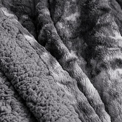 joybest Faux Fur Throw Blanket for Couch, Tie-Dye Reversible Fuzzy Blankets, 50x60 Inches Soft Sherpa Blanket for Sofa and Bed