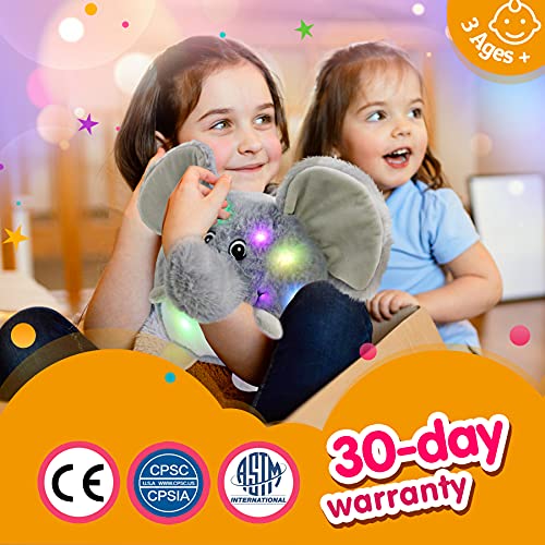 SpecialYou Creative Musical Glow Elephant Chubby Light up Stuffed Elephant Plush Toys Animated Soothe Kids Emotions Christmas Festival Gift for Toddlers,9''