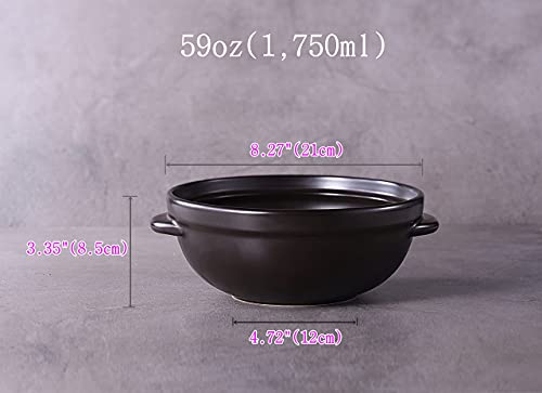 GREATUS Korean Dojagi R Pot/Premium Korean Stone Pot with lid Stone Bowl Ttukbaegi Dolsot (Large)