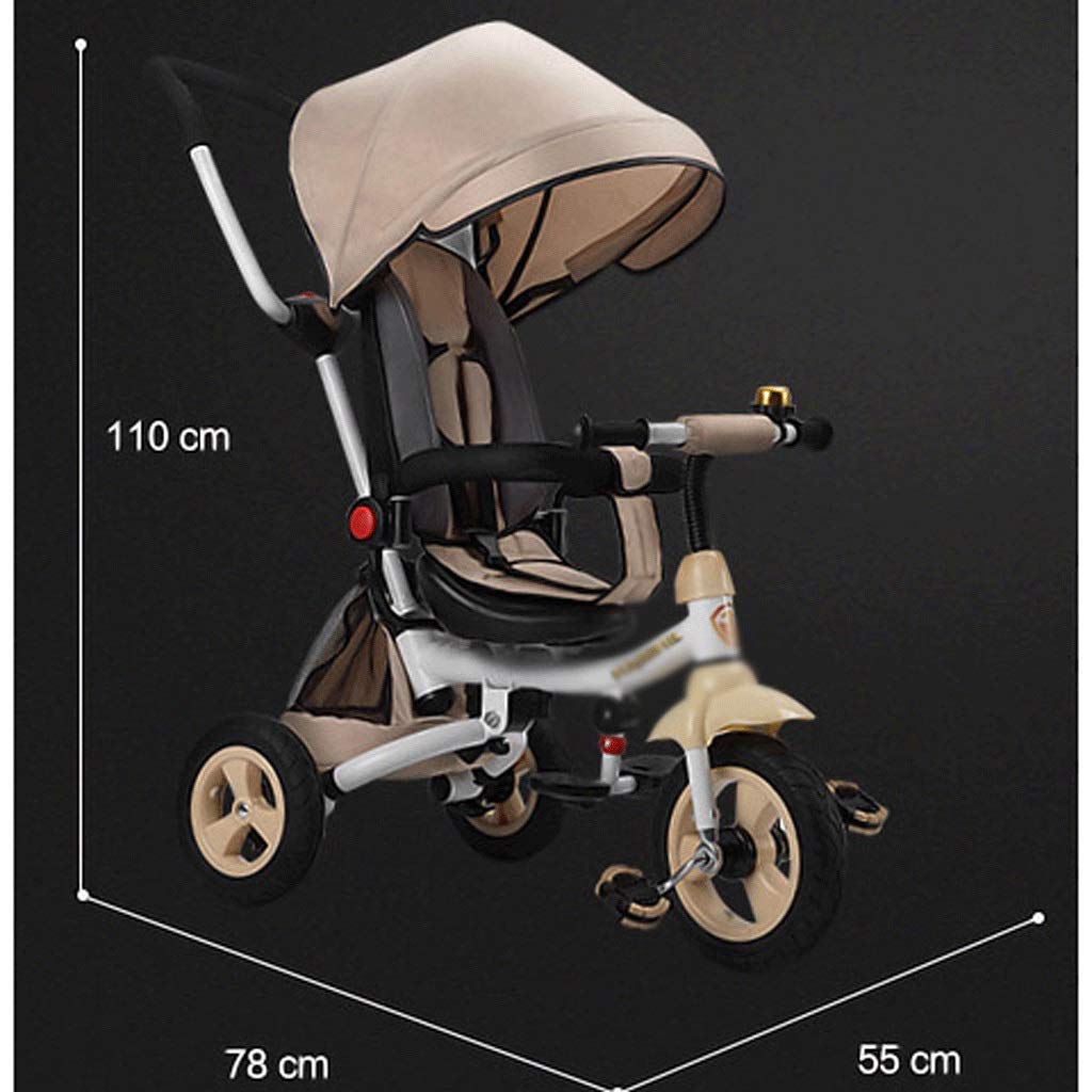 SZNWJ Ygqtbc Children's Tricycle,Children's Tricycle Bicycle Baby Stroller 1-5 Years Old Baby Stroller Child 3 Wheel Bicycle,Protective Awning(Color : Gold)