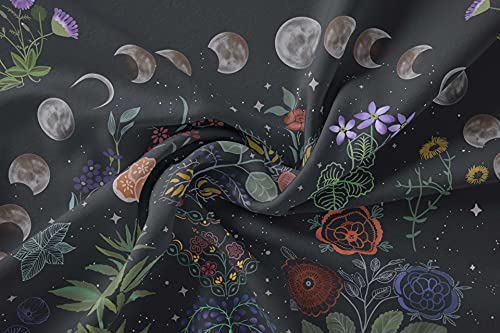 PATCHWORK Botanical Moon Phase Tapestry, Moonlit Garden Wall Hanging Nature Floral Plant Tapestries Mysterious Tapestry Gift Art Home Bedroom Decor Living Room (51.2 inch x 59.1 )