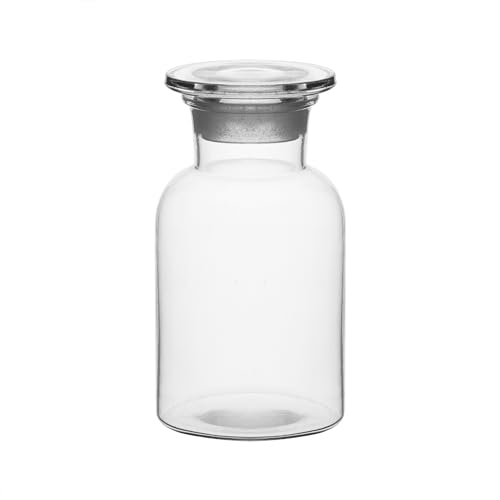 EISCO Reagent Bottle, 250ml - Wide Neck - Includes Tight Fitting Glass Stopper - Soda Glass Labs