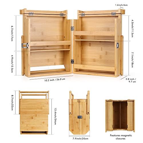 GOBAM Bamboo Kitchen Countertop Organizer - 3 Tier Shelf, Portable Space Saving Storage Spice Organizer for Living Room, Kitchen, Office, Outdoors - Natural, 10.2 x 7.9 x 13.4 inches